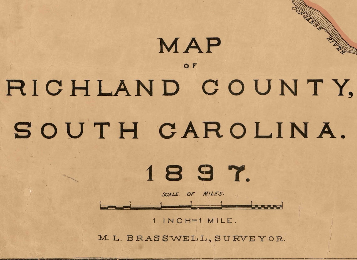 Richland County South Carolina 1897 Old Wall Map With | Etsy