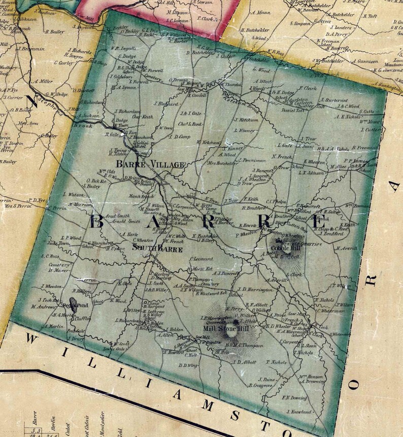 Washington County Vermont 1858 Old Wall Map Reprint With - Etsy