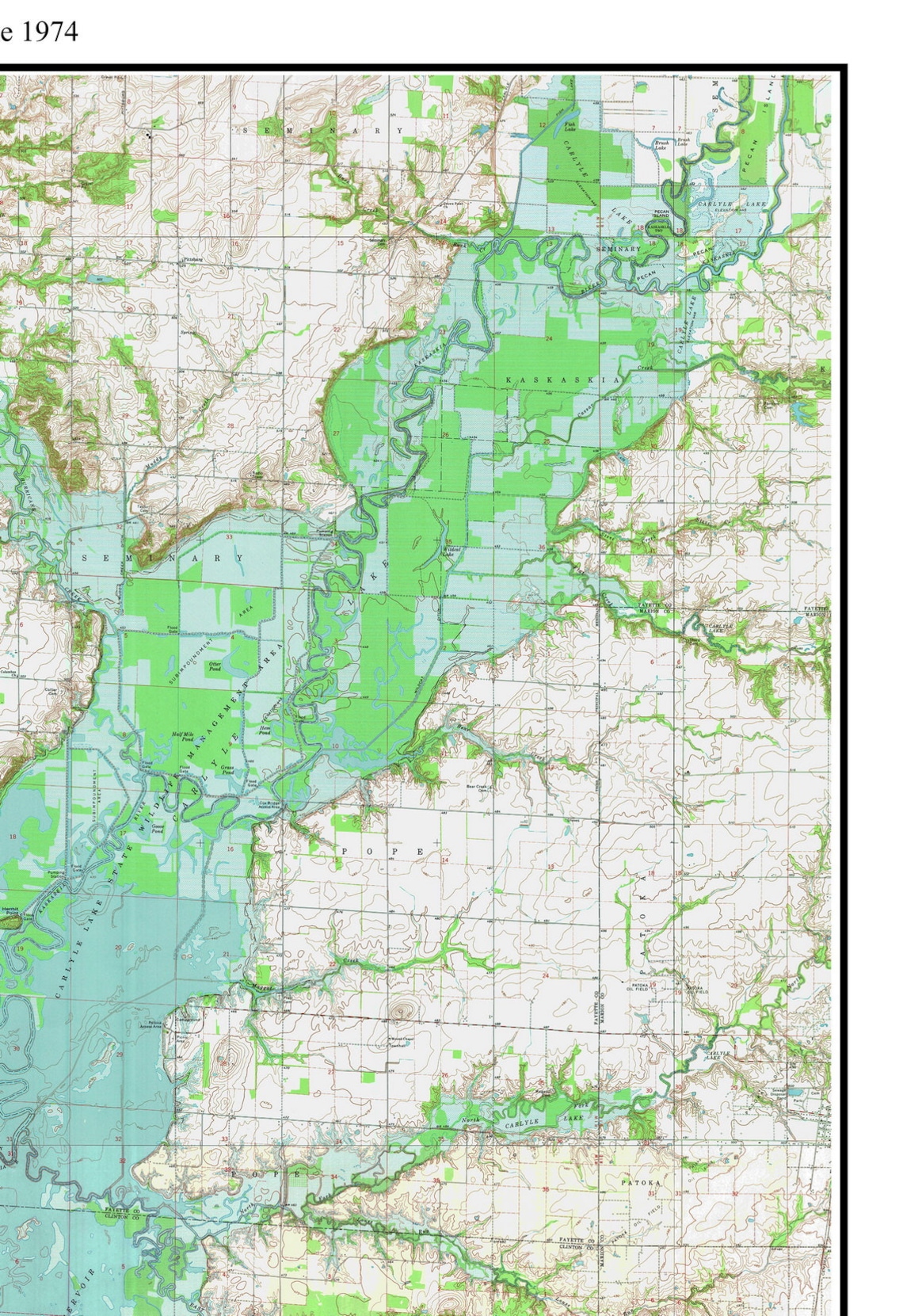 Carlyle Lake 1974 USGS Old Topographic Map Custom Composite - Etsy