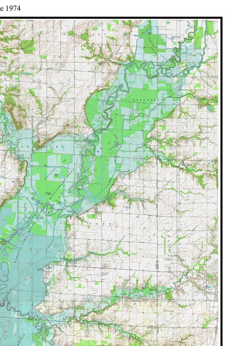 Carlyle Lake 1974 USGS Old Topographic Map Custom Composite - Etsy