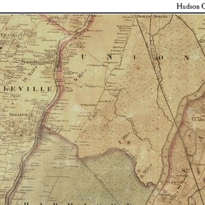 Hudson County NJ 1863 Wall Map - Custom Reprint With Homeowner Names ...
