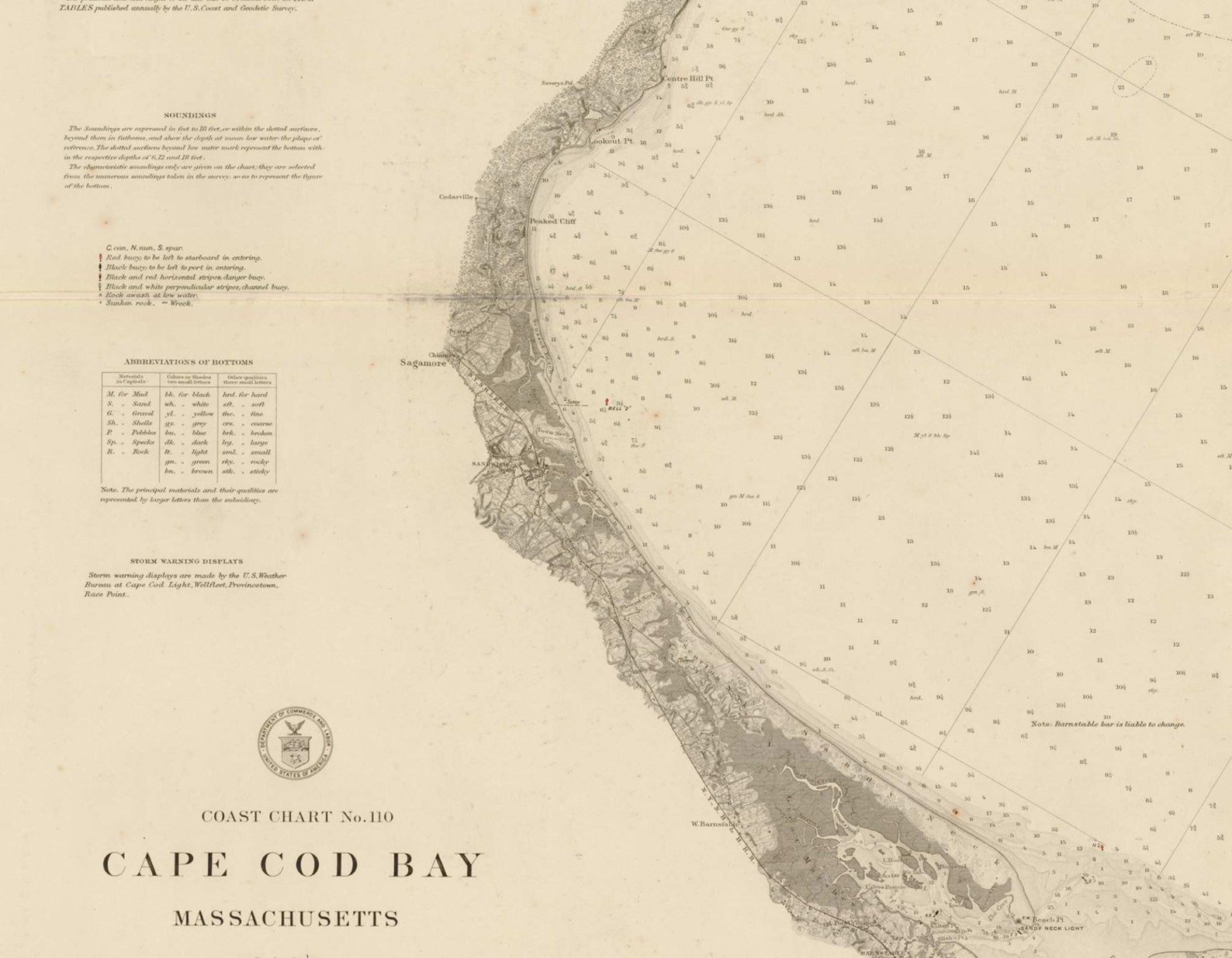 Cape Cod Bay 1910 Nautical Map Reprint AC 80000 Chart | Etsy