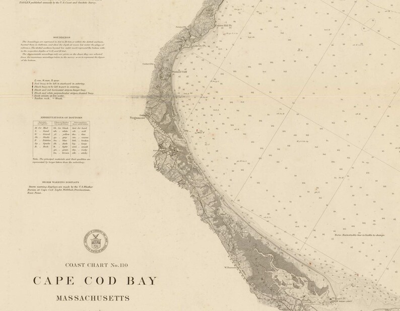 Cape Cod Bay 1910 Nautical Map Reprint AC 80000 Chart - Etsy