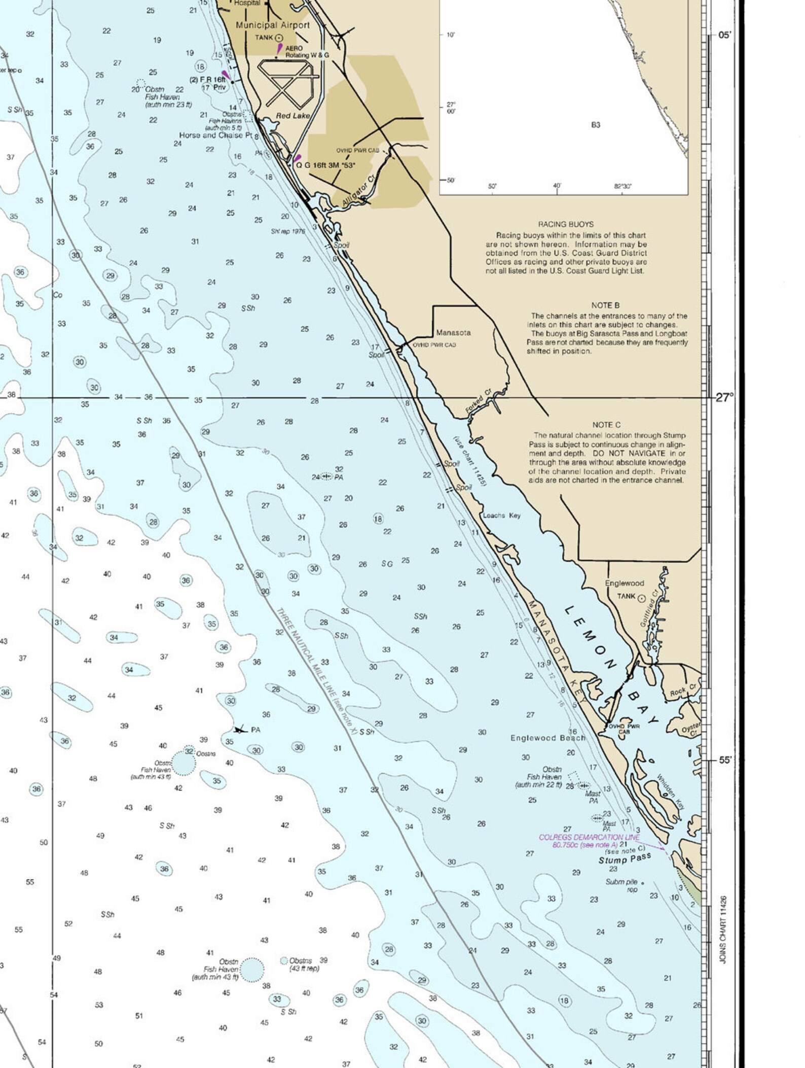 Lemon Bay to Passage Key Inlet 2014 Nautical Map Sarasota | Etsy