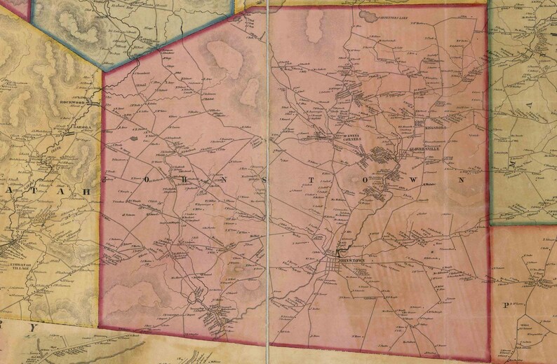 Fulton County New York 1856 Old Wall Map Reprint With - Etsy