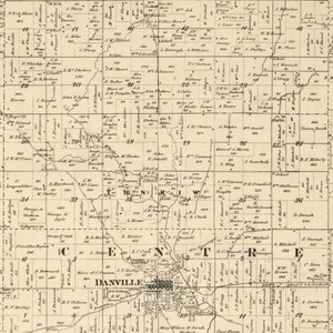 Hendricks County Indiana 1865 - Old Wall Map Reprint With Homeowner ...