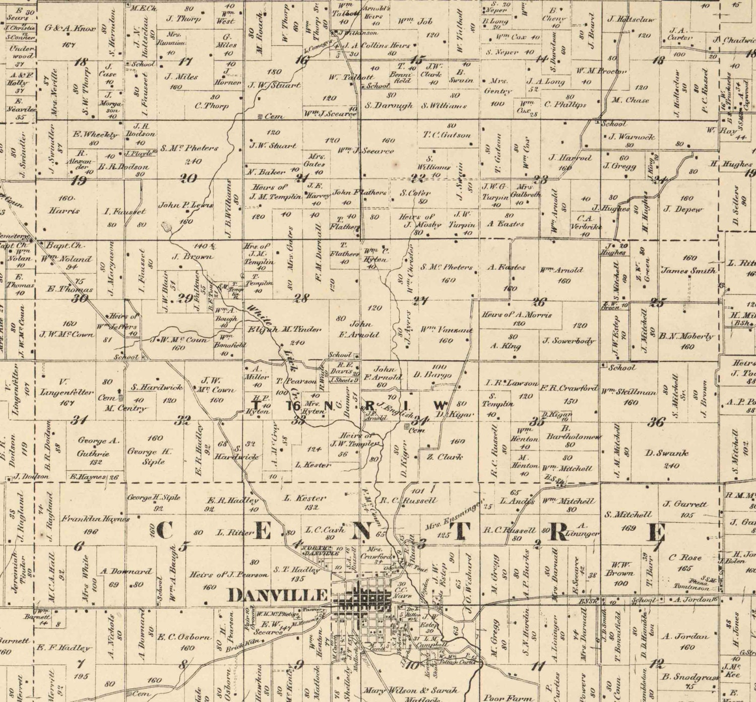 Hendricks County Indiana 1865 Old Wall Map Reprint With | Etsy