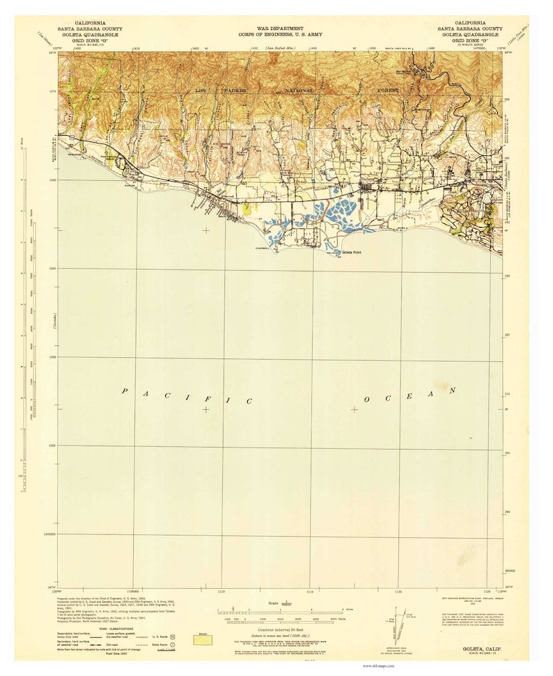 Goleta 1942 Old Topo Map - Edited Reprint of the Original Quad - 15x15 ...