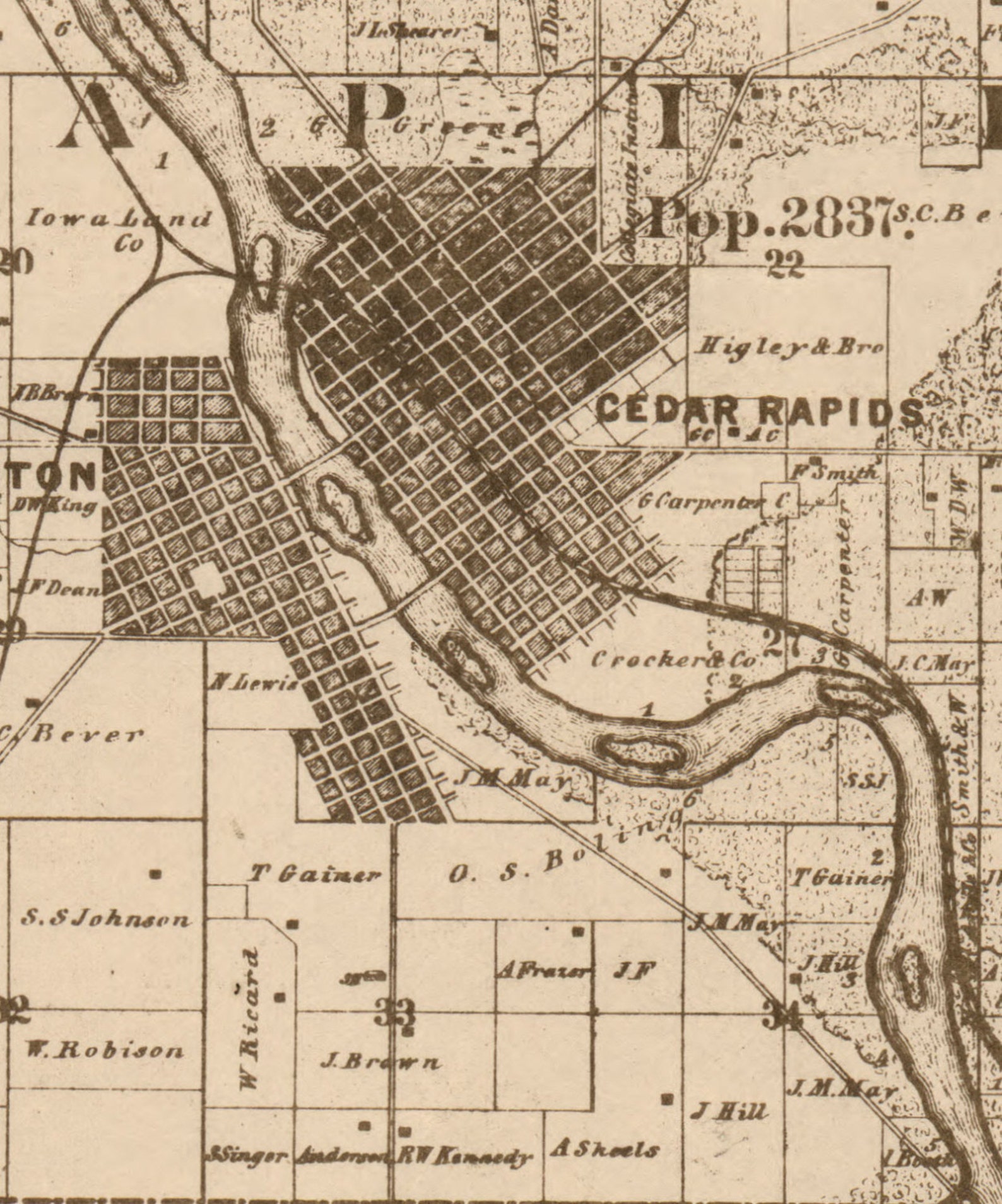 Linn County Iowa 1859 Old Wall Map With Landowner Names Farm | Etsy