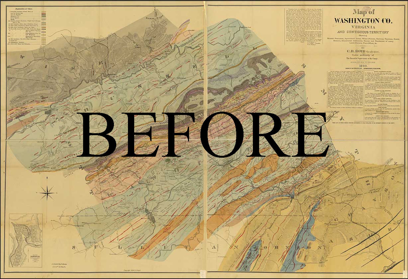 Washington County Virginia 1890 Old Wall Map Homeowners Names - Etsy