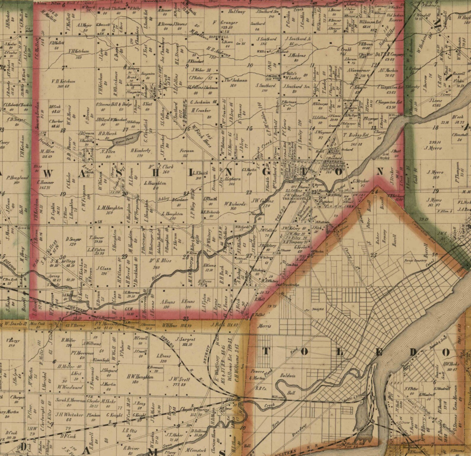 Lucas County Ohio 1861 Old Wall Map Reprint With Homeowner - Etsy