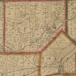Lucas County Ohio 1861 - Old Wall Map Reprint With Homeowner Names ...