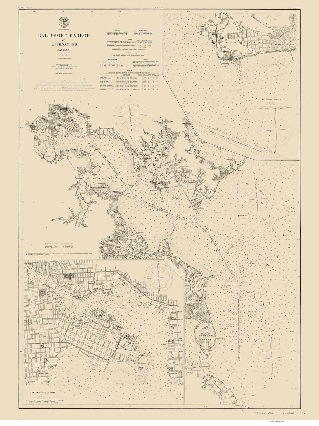 Baltimore Harbor and Approaches - 1899 Nautical Map - Chesapeake Bay ...