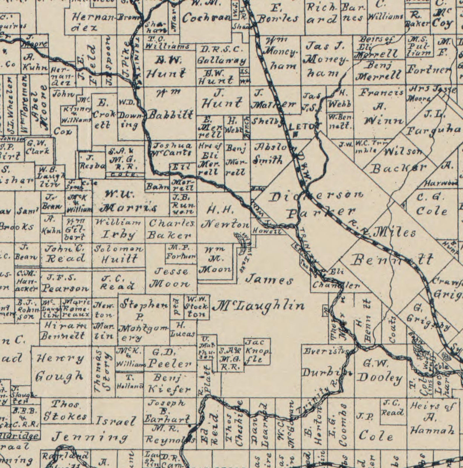 Dallas County, Texas - 1884 (1931) - Old Wall Map Reprint With Land ...