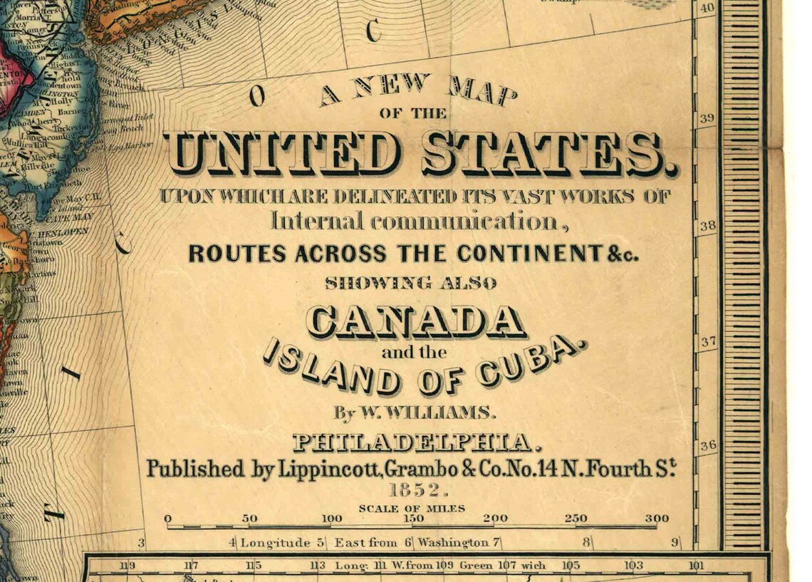 The United States of America 1851 Railroads Map USA Map RR - Etsy