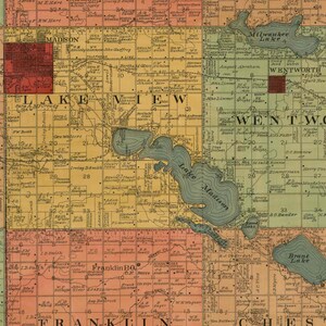 Lake County South Dakota 1899 - Old Wall Map With Landowner Names ...