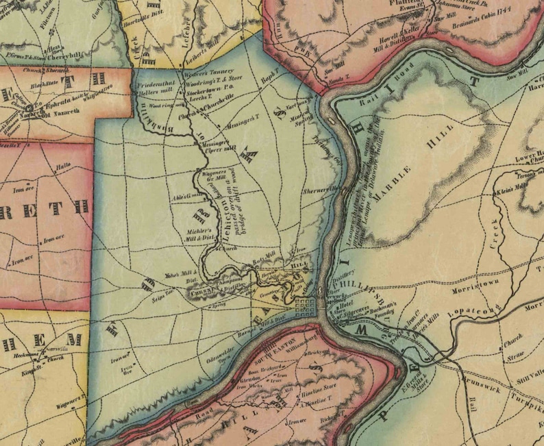 Northampton County Pennsylvania 1851 - Old Wall Map With Homeowner ...