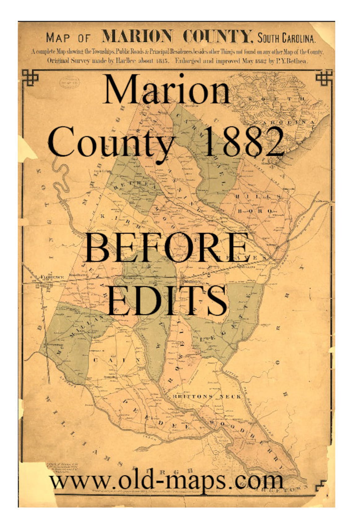 Marion County South Carolina 1882 Old Wall Map With | Etsy