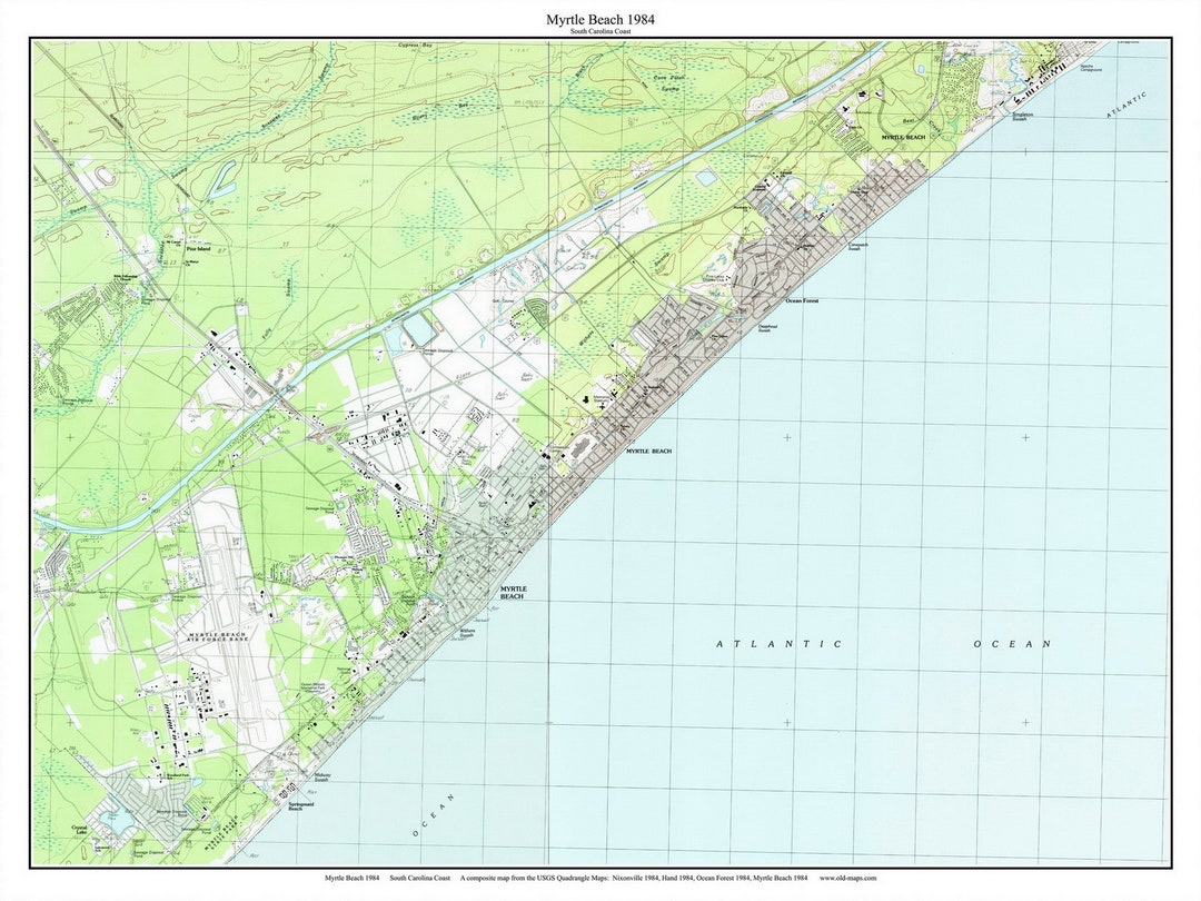 Myrtle Beach 1984 Map Reprint - 7x7 Old Topographic USGS Custom ...