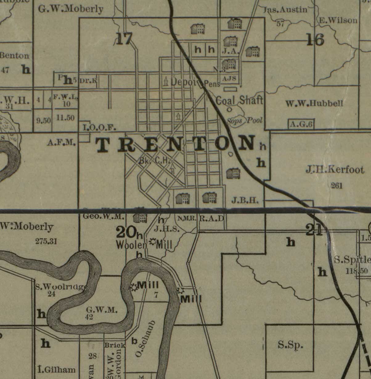 Grundy County Missouri 1890 - Old Wall Map With Landowner Names ...