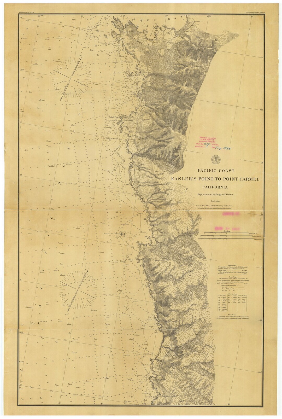 Kasler's Point to Point Carmel 1885 Nautical Map Point Lobos - PC ...