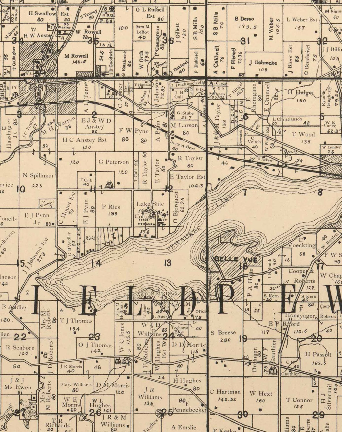 Walworth County Wisconsin 1900 Old Wall Map Reprint With | Etsy