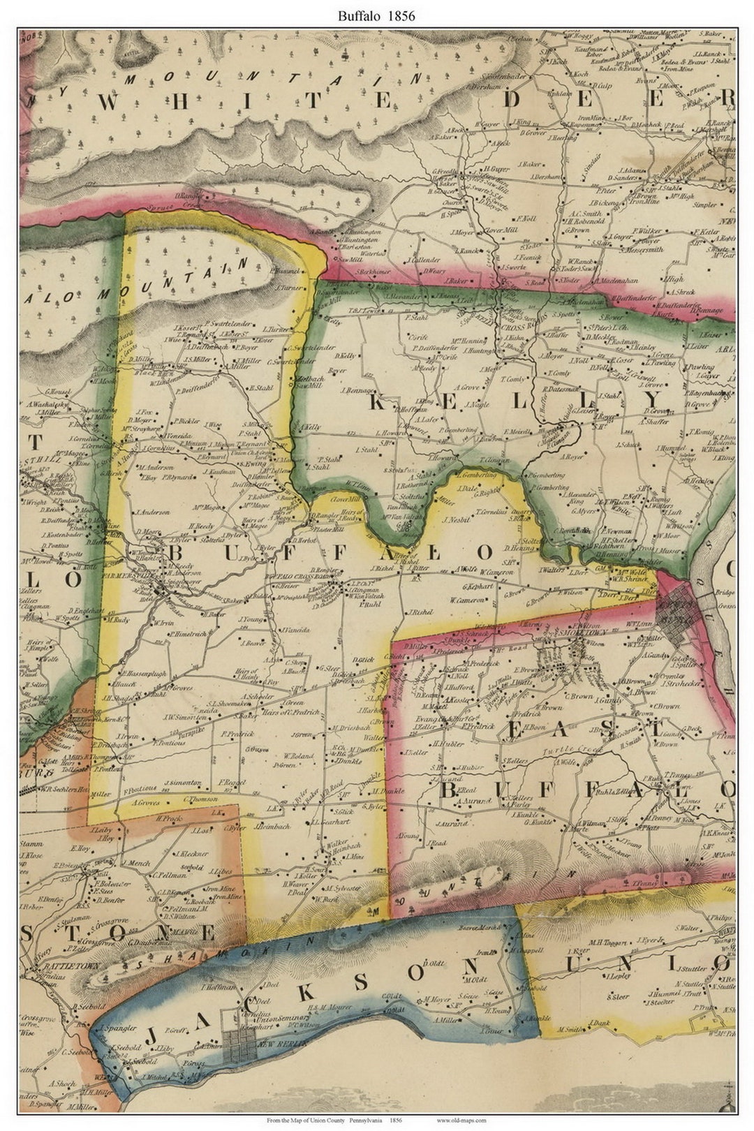 Buffalo 1856 Old Town Map With Homeowner Names Farmersville ...