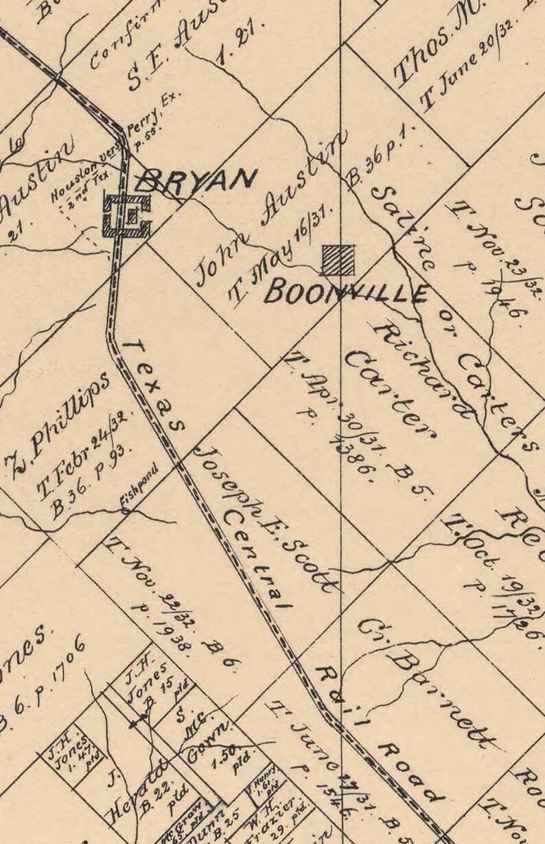 Brazos County Texas 1879 Old Wall Map Reprint With Land - Etsy