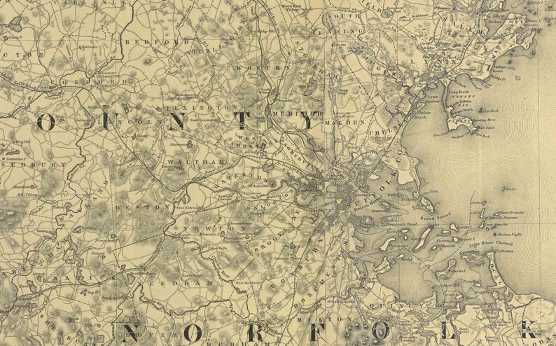 Massachusetts 1844 Borden Map An Important Early Map Old | Etsy