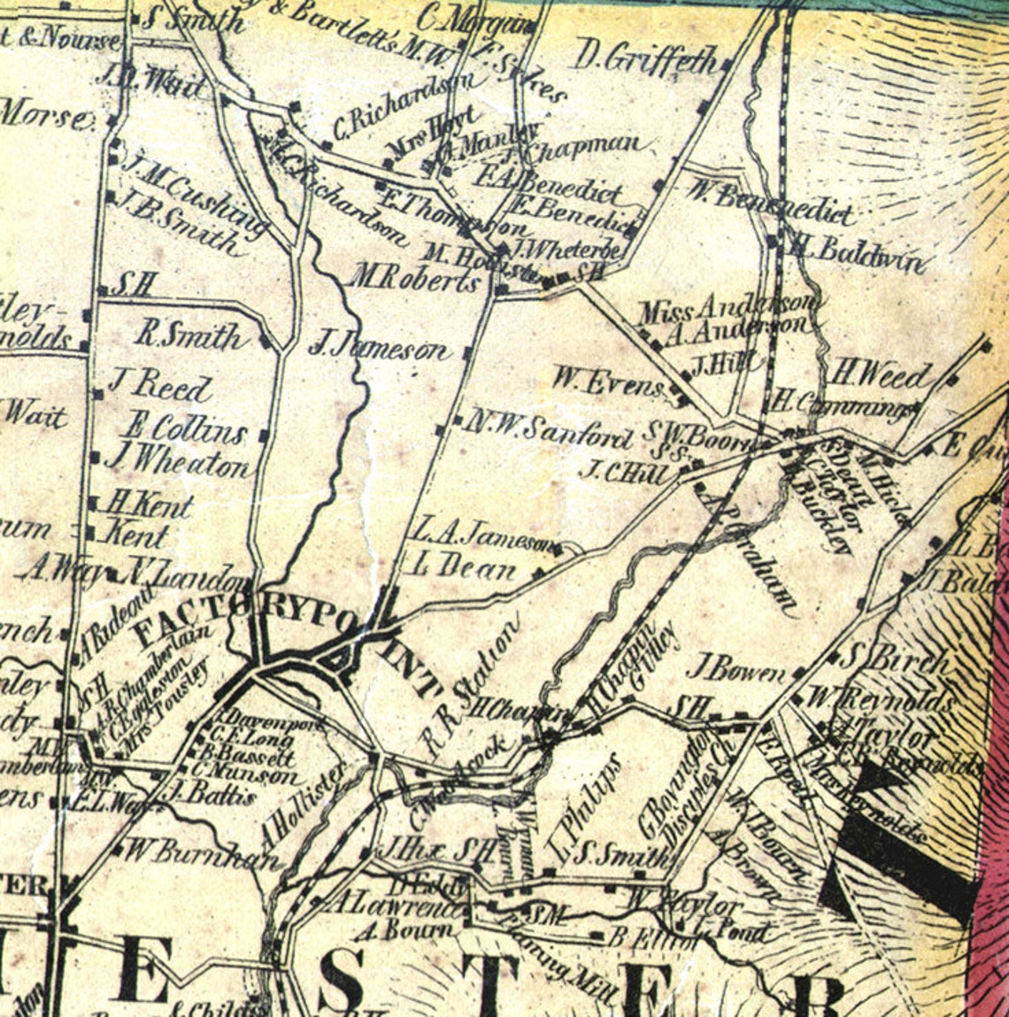 Bennington County Vermont 1856 - LAMINATED Old Wall Map Reprint With ...