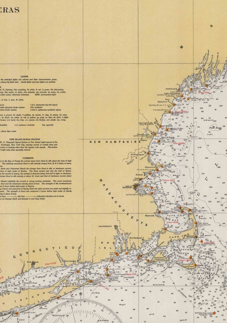 Cape Sable to Cape Hatteras 1934 Nautical Map Atlantic | Etsy