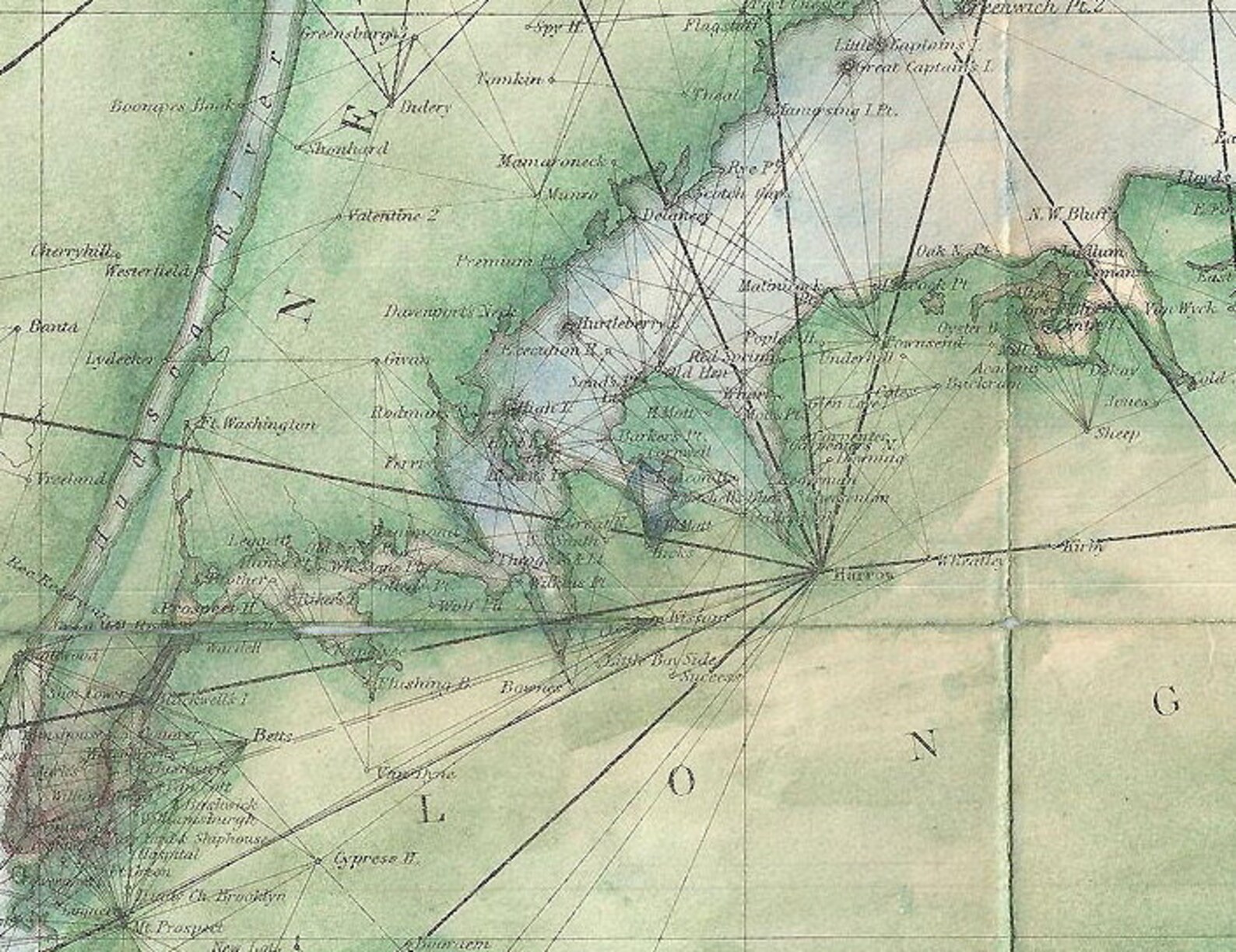 Long Island & Southern Connecticut - 1873 - Survey Triangulation Map ...