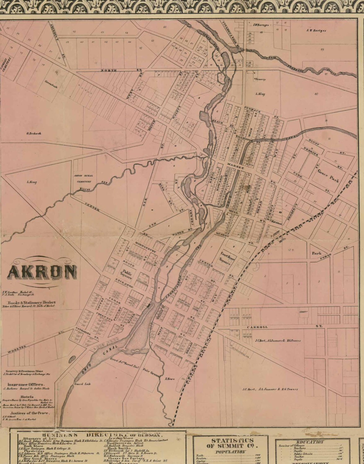Summit County Ohio 1856 Old Wall Map Reprint with Homeowner | Etsy