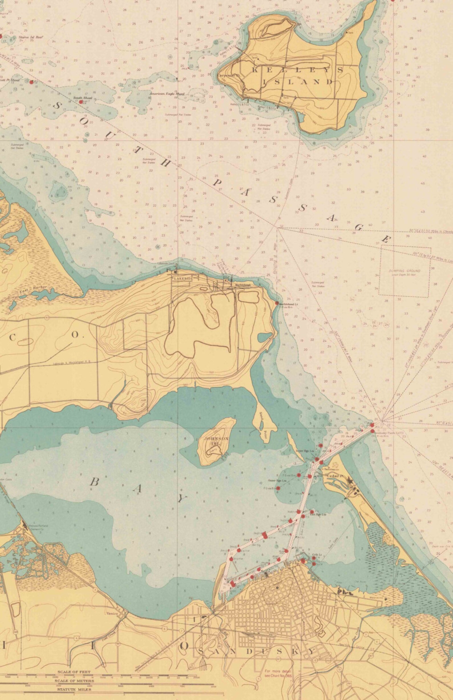 Lake Erie - 1943 - Islands in Lake Erie, Ohio - Nautical Map Reprint ...