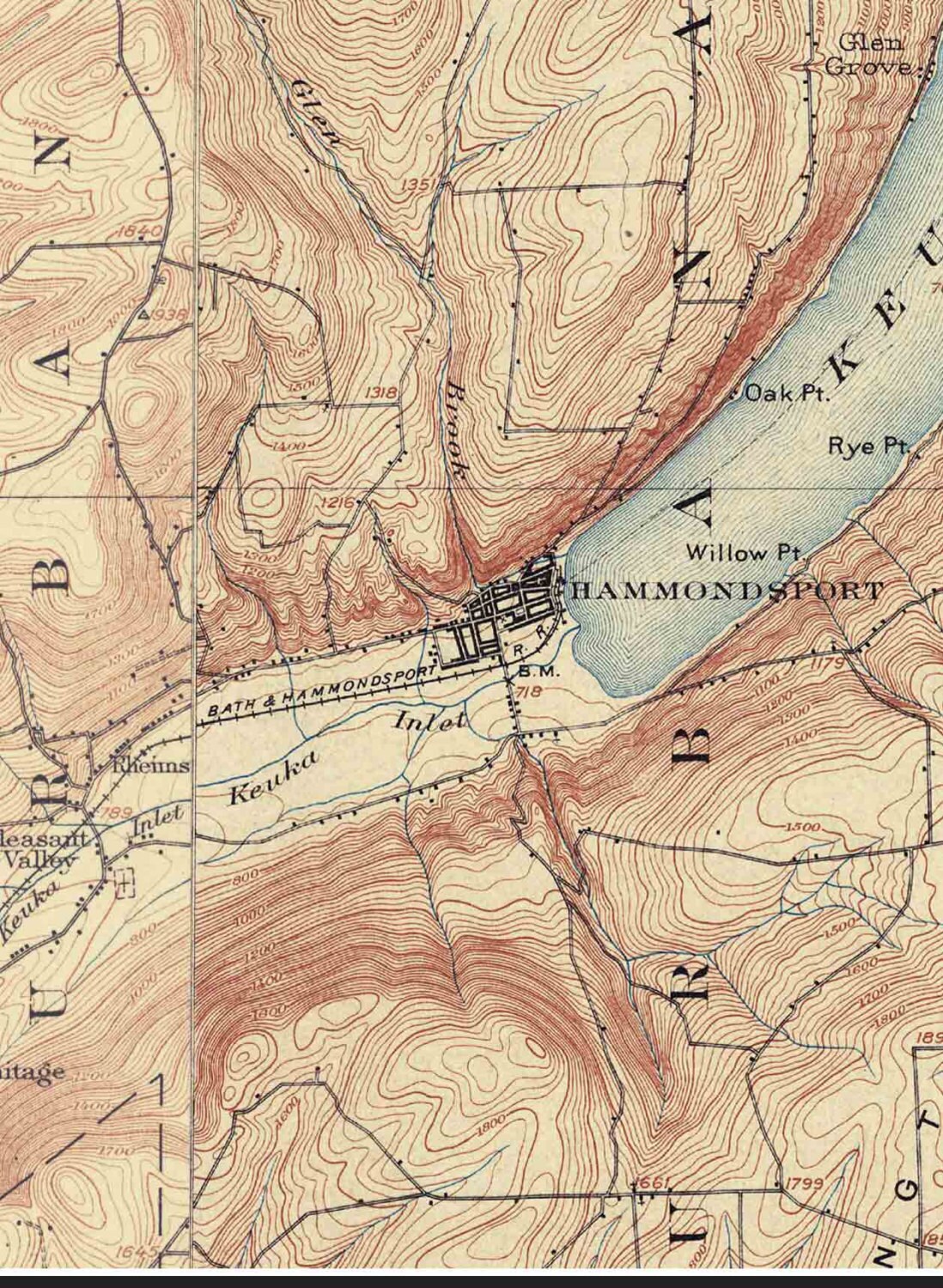 Keuka Lake 1903 USGS Old Topographic Map Custom Composite | Etsy