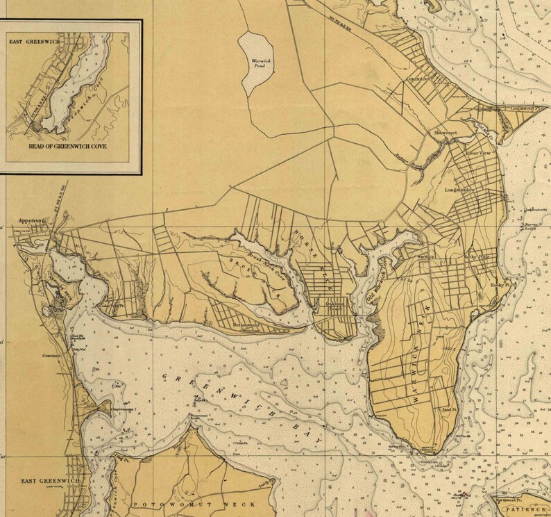 Providence River RI - 1924 Nautical Map by the USCGS - Reprint Harbors ...