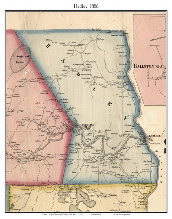 Hadley 1856 Old Town Map With Homeowner Names New York - Etsy