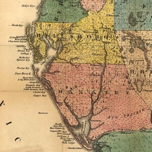 Florida 1856 State Map - by Drew - Reprint - Etsy