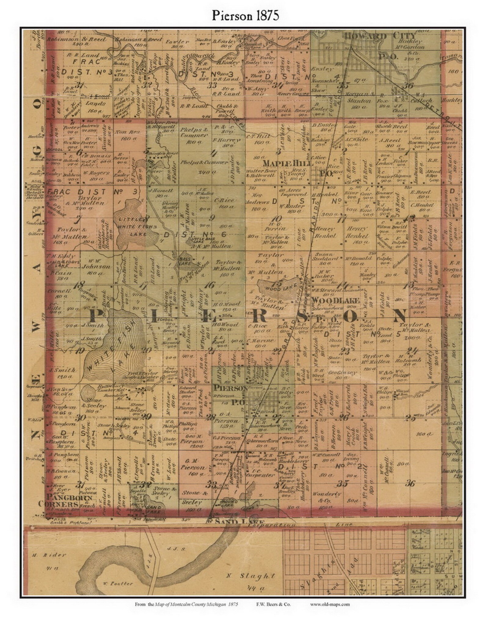 Pierson 1875 Old Town Map With Homeowner Names Whitefish - Etsy