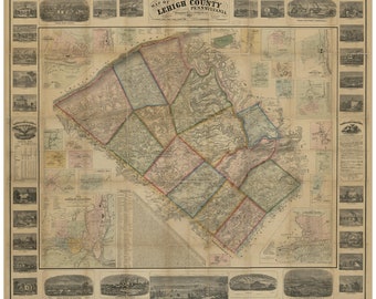 Summerhill 1865 Old Town Map With Homeowner Names Pennsylvania Reprint ...