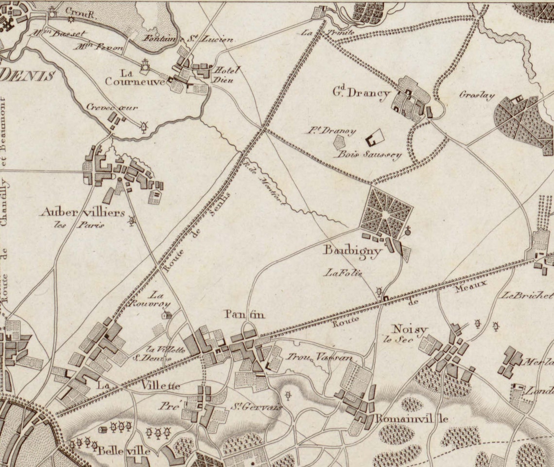 Old Map of Paris and Environs 1805 France -- Detailed Roads and Suburbs ...