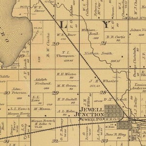 Hamilton County Iowa 1883 Old Wall Map With Landowner Names Farm Lines ...