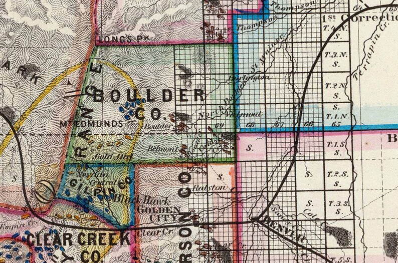 Colorado Territory 1866 Old Map Reprint -- US Land Office Public ...