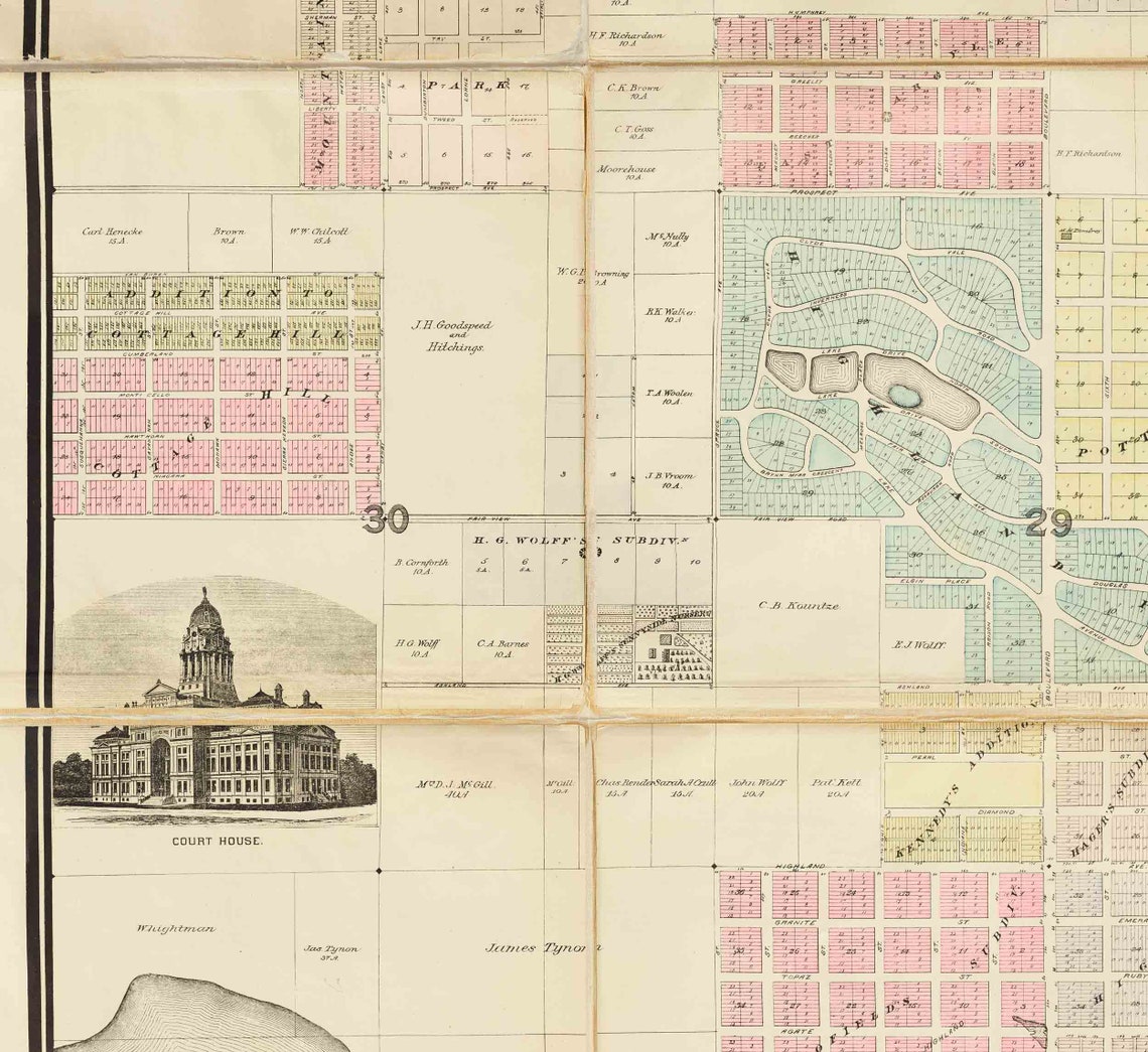 Denver Colorado 1881 Old Map Reprint Landowner Names Genealogy - Etsy