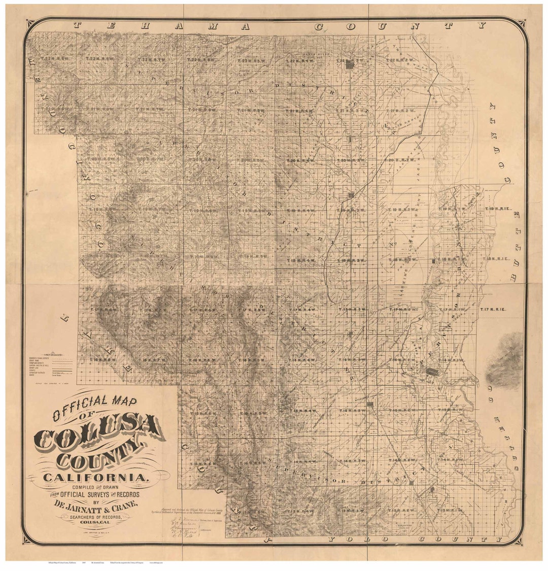 Colusa County California 1885 - Old Wall Map Reprint With Landowner ...