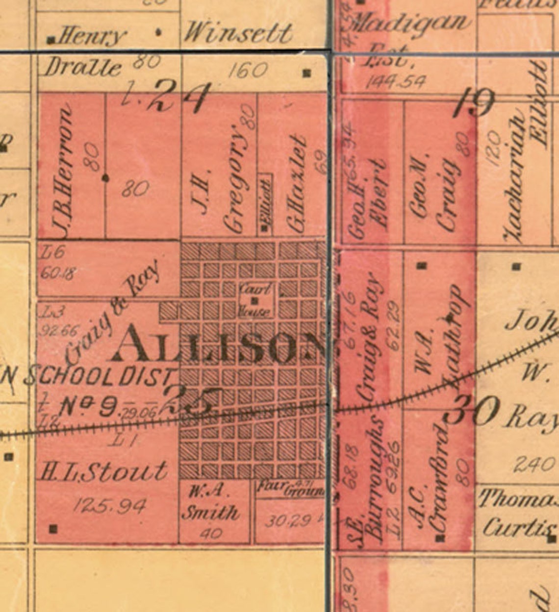 Butler County Iowa 1897 Old Wall Map With Landowner Names Farm | Etsy