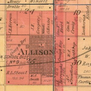 Butler County Iowa 1897 Old Wall Map With Landowner Names Farm Lines ...