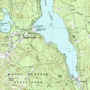 Lake Sunapee - 1984 Old Topographic Map USGS Custom Composite Reprint ...