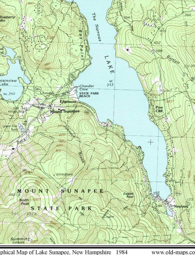 Lake Sunapee 1984 Old Topographic Map USGS Custom Composite - Etsy