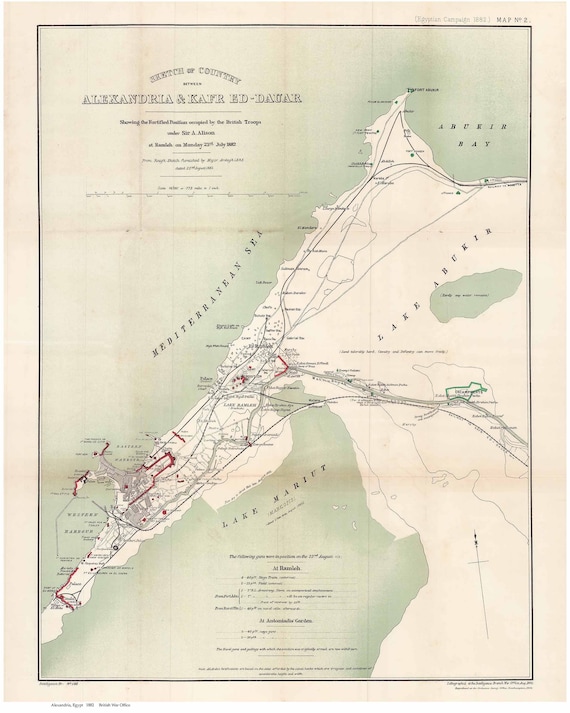 Alexandria Egypt Ca 1882 Map Military Reprint | Etsy